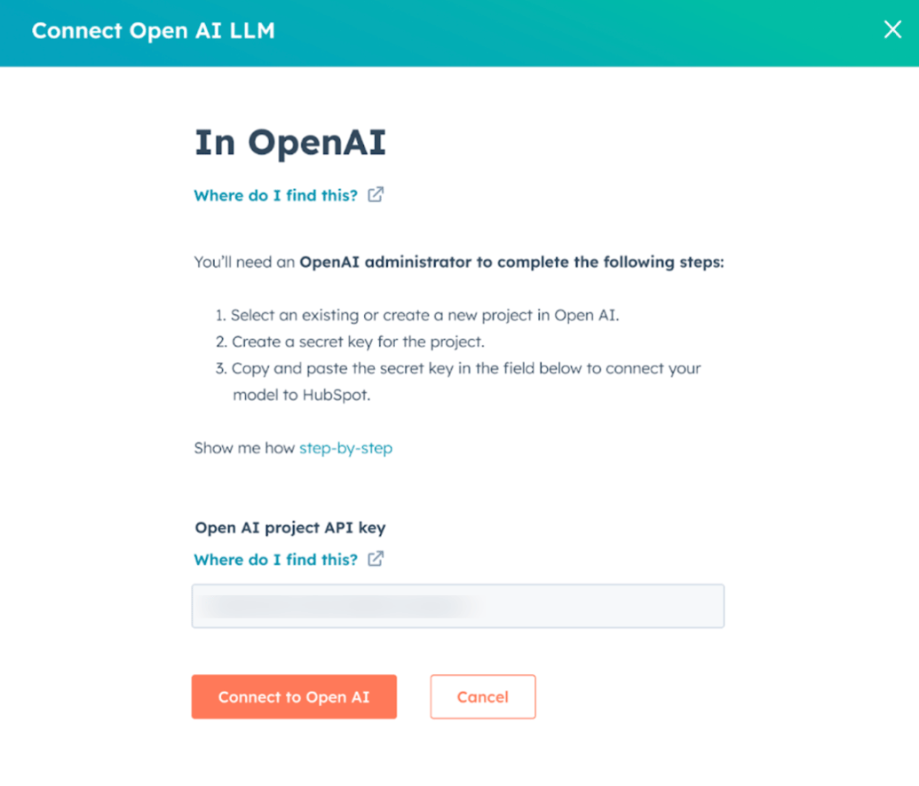 Connect your OpenAI account to HubSpot (BETA) Connect your OpenAI account to HubSpot (BETA)